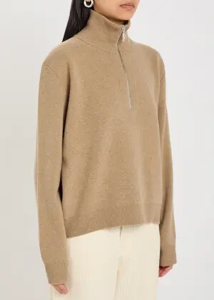RÓHE Half-zip Wool-blend Jumper - Light Brown