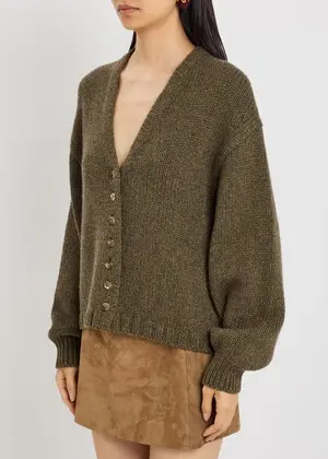 Khaite Axel V-neck Cashmere Cardigan - Khaki