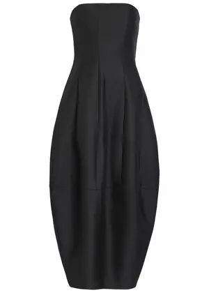 Khaite Stela Sculpted Strapless Wool-blend Midi Dress - Black