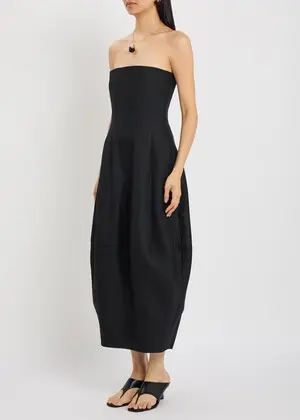 Khaite Stela Sculpted Strapless Wool-blend Midi Dress
