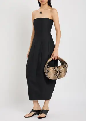 Khaite Stela Sculpted Strapless Wool-blend Midi Dress