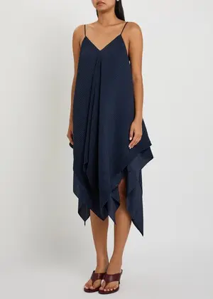 JW Anderson Pleated Asymmetrical Chiffon Midi Dress