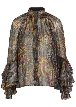 Etro Printed Metallic-silk Shirt - Multicoloured