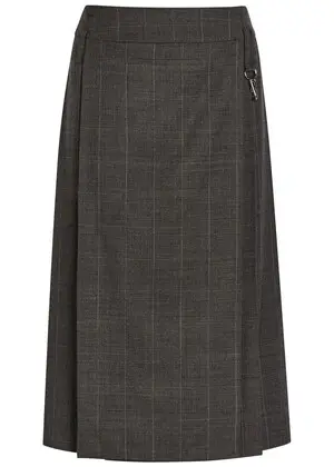 Simone Rocha Tailored Checked Stretch-wool Midi Wrap Skirt