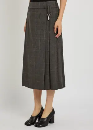 Simone Rocha Tailored Checked Stretch-wool Midi Wrap Skirt