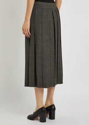 Simone Rocha Tailored Checked Stretch-wool Midi Wrap Skirt