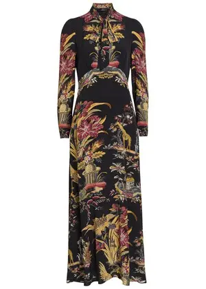 Etro Floral Print Chiffon Midi Dress - Multicoloured