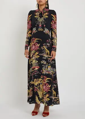 Etro Floral Print Chiffon Midi Dress