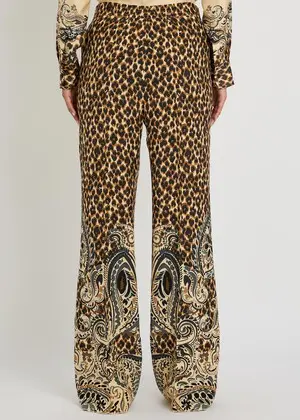Etro Leopard-print Straight-leg Silk Trousers
