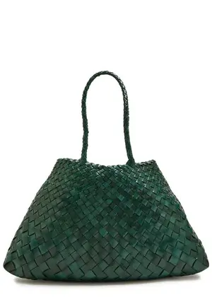 Dragon Diffusion Santa Croce Woven Leather Tote Bag - Dark Green