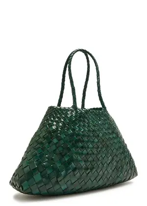 Dragon Diffusion Santa Croce Woven Leather Tote Bag - Dark Green