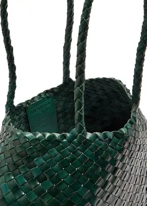Dragon Diffusion Santa Croce Woven Leather Tote Bag - Dark Green