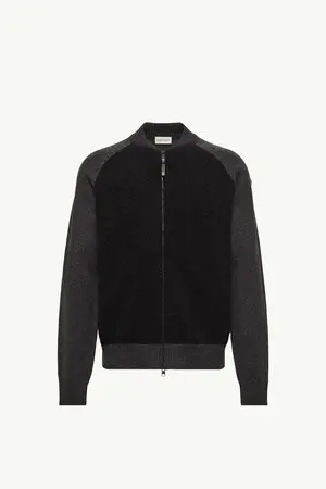 Moncler Bouclé Wool & Cashmere Blend Zip Cardigan
