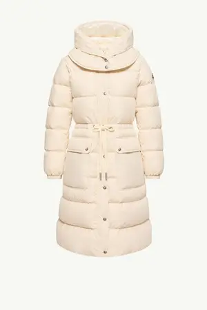 Moncler Pic Hooded Long Down Jacket - White