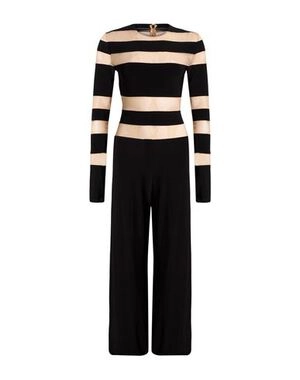Norma Kamali Striped Long Sleeve Jumpsuit - Black