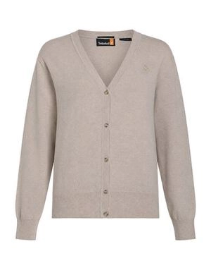 Timberland Wool Blend V-neck Cardigan With Embroidered Logo - Grey
