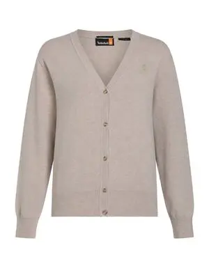 Timberland Wool Blend V-neck Cardigan With Embroidered Logo - Grey