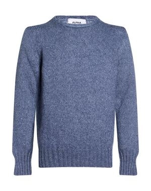 Alpha Studio Sweater In Slate Wool Blend - Blue