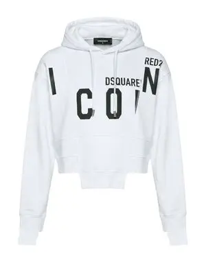 Dsquared2 Cotton French Terry Asymmetrical Graphic Print Hoodie