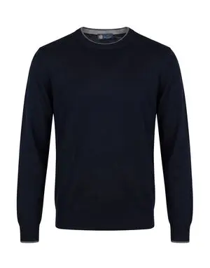 Paul & Shark Virgin Wool And Silk Crewneck Sweater - Midnight Blue