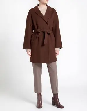 Officine Générale Chocolate Wool Belted Double Breasted Coat