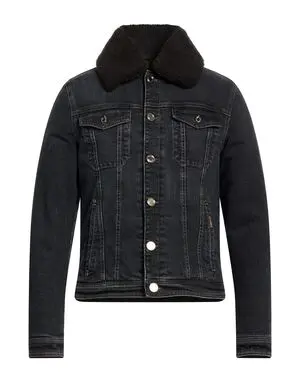 MOORER Denim Trucker Jacket With Shearling Trim
