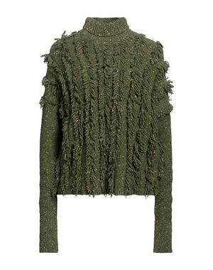 MANILA GRACE Mélange Knit Turtleneck With Fringe Detail