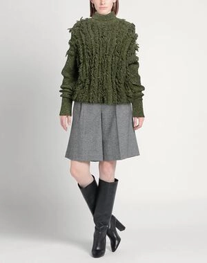MANILA GRACE Mélange Knit Turtleneck With Fringe Detail