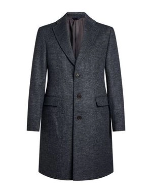 TOMBOLINI Single-breasted Wool Blend Coat - Blue