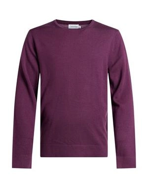 Calvin Klein Garnet Wool Crewneck Sweater With Embroidered Logo