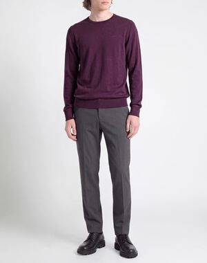 Calvin Klein Garnet Wool Crewneck Sweater With Embroidered Logo
