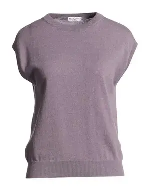 Brunello Cucinelli Lilac Cashmere Sleeveless Crewneck Sweater