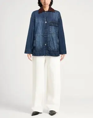 Max & Co. Denim Trucker Jacket With Leather Collar
