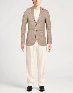 PAOLONI Blazer Size Virgin Wool, Cotton - Beige