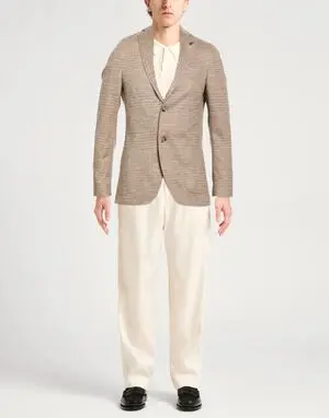 PAOLONI Blazer Size Virgin Wool, Cotton - Beige