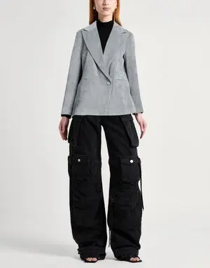 MANILA GRACE Single-breasted Corduroy Blazer - Grey