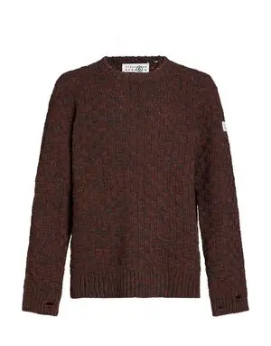 MAISON MARGIELA Virgin Wool & Acrylic Distressed Intarsia Knit Sweater