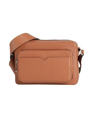 VALEXTRA V-line Reporter Bag In Military Calfskin - Brown