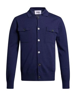 Alpha Studio Cardigan Ivory Size Geelong Wool - Blue