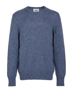 Alpha Studio Mélange Wool And Alpaca Wool Crewneck Sweater