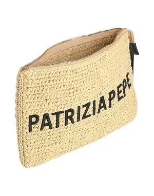 Patrizia Pepe Raffia Clutch With Embroidered Logo