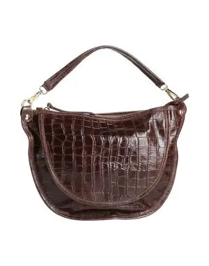 LAURA DI MAGGIO Garnet Leather Handbag With Crocodile Print - Brown