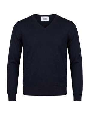 Alpha Studio Midnight Merino Wool V-neck Sweater - Blue