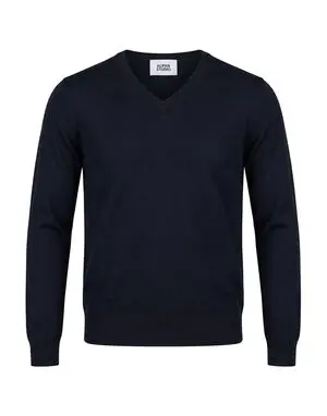 Alpha Studio Midnight Merino Wool V-neck Sweater