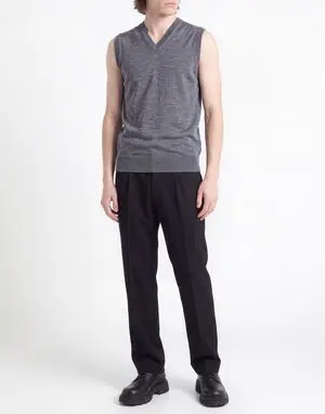 Alpha Studio Sleeveless V-neck Sweater Vest In Wool - Grey