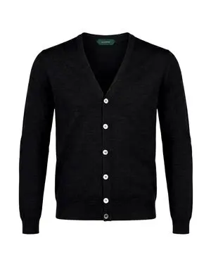 Incotex Cardigan Charcoal Size Virgin Wool, Polyamide
