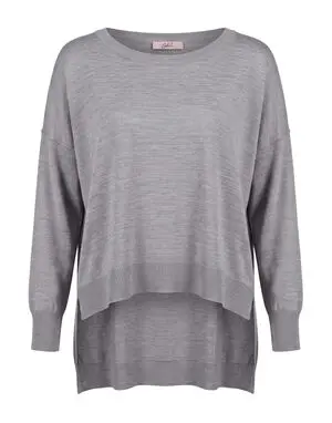 CARLA G. Wool Acrylic Knit Sweater - Grey