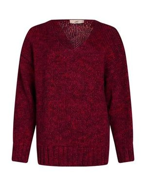 CARLA G. CARLA G. Wool Blend V-Neck Sweater Garnet