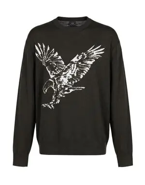 Armani Exchange Embroidered Eagle Knit Sweater