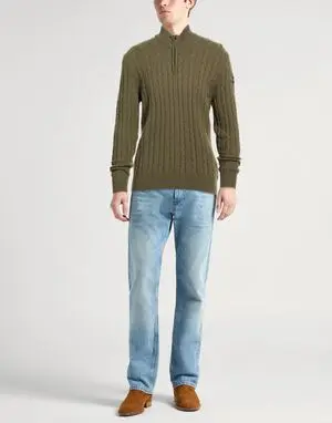 Paul & Shark Military Wool & Nylon Cable Knit Quarter-zip Sweater